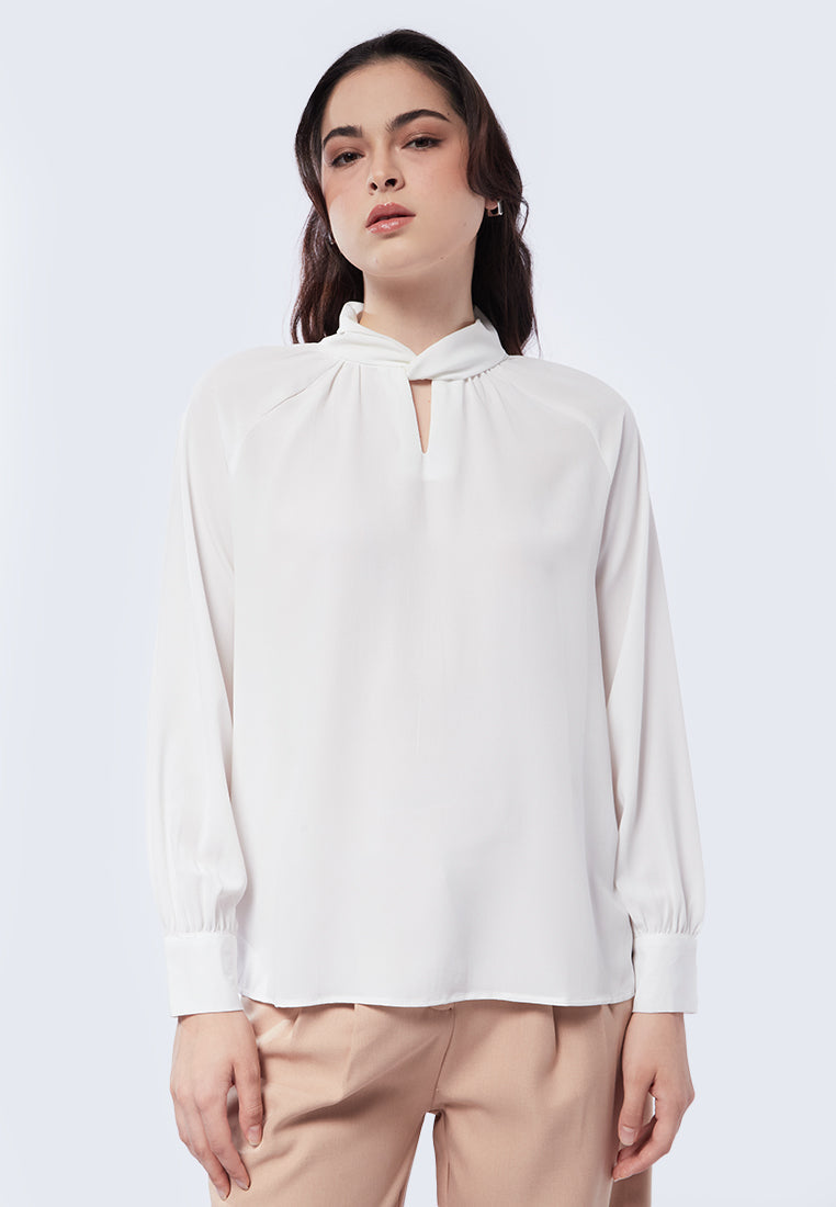 Twisted Neck Long Sleeve Blouse – EXECUTIVE