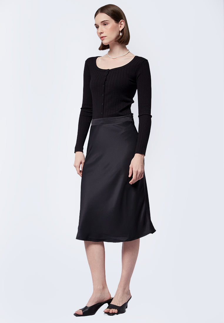 Simple Satin Midi Skirt – EXECUTIVE