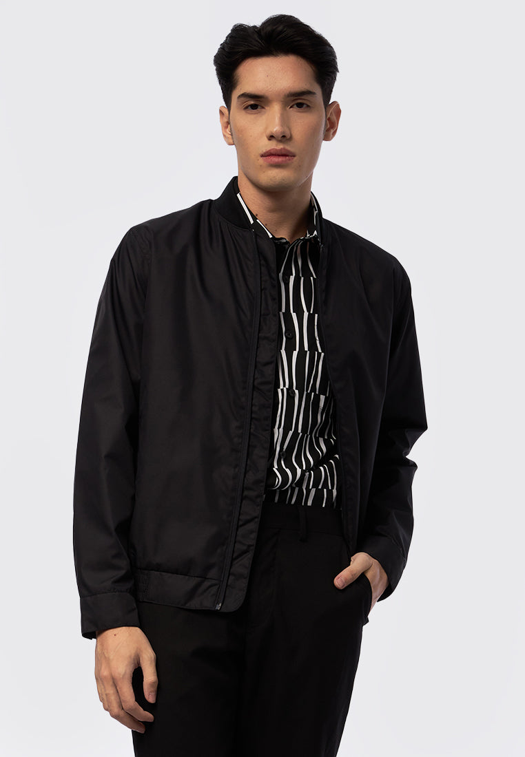 Regular Fit Edgy Bomber Jacket Black – EXECUTIVE