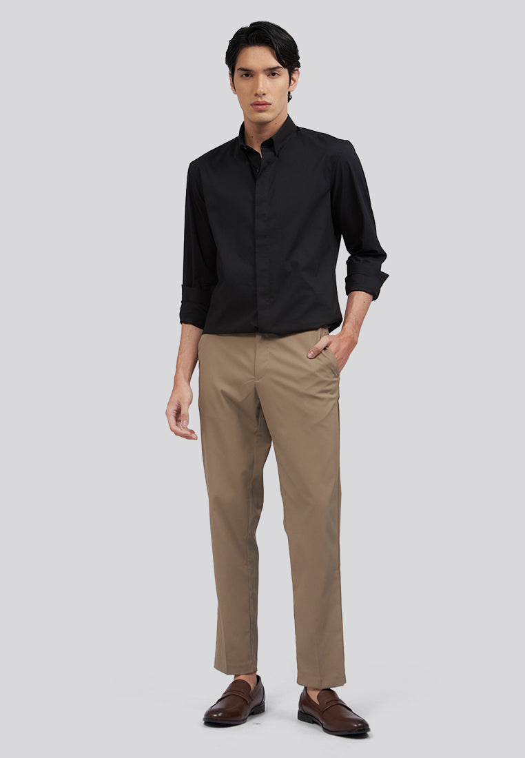Hidden Placket Long Sleeve Shirt Black – EXECUTIVE