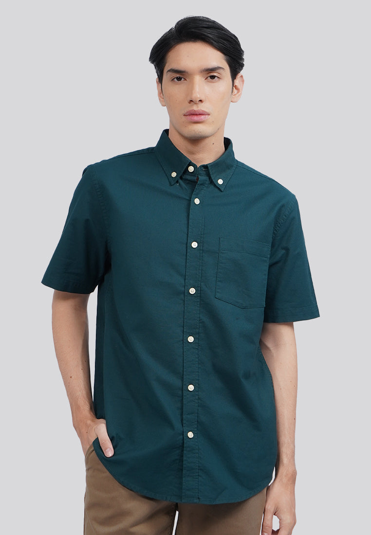 Regular Fit Short Sleeve Oxford Shirt Green – EXECUTIVE