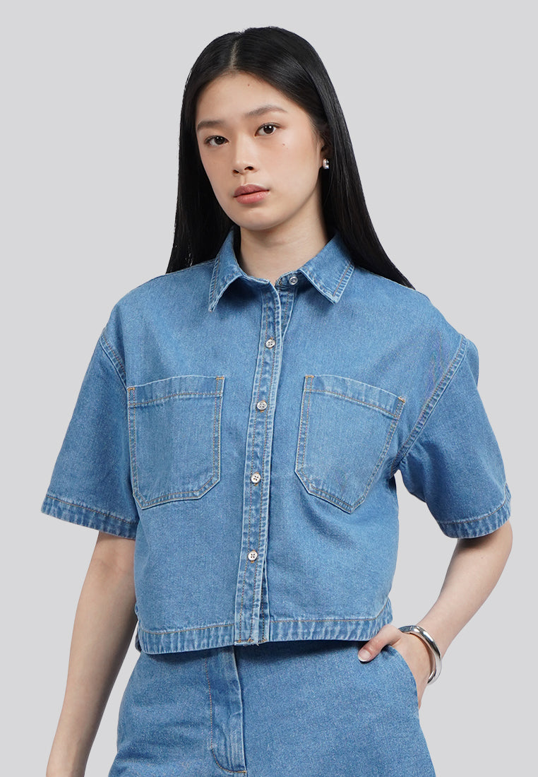 Short Sleeve Boxy Denim Shirt – EXECUTIVE