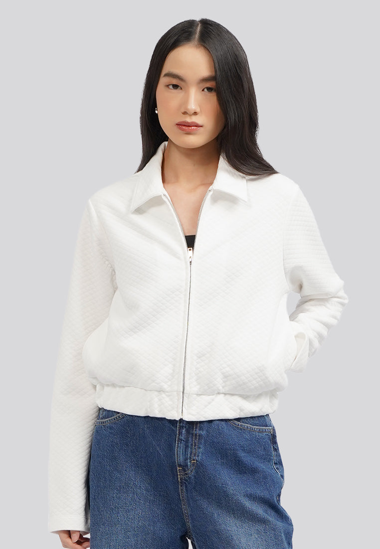 Full Zip Jacket with Elastic Waist Off White – EXECUTIVE
