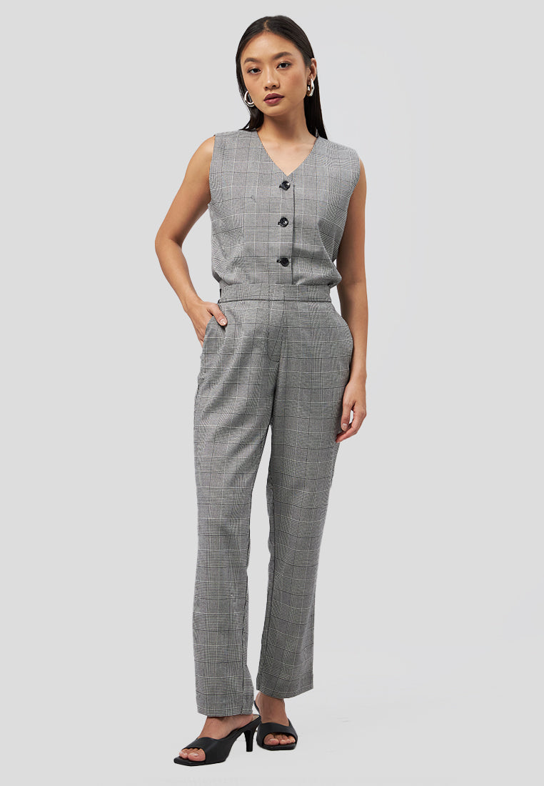 Tapered Fit Check Boston Pants Black – EXECUTIVE