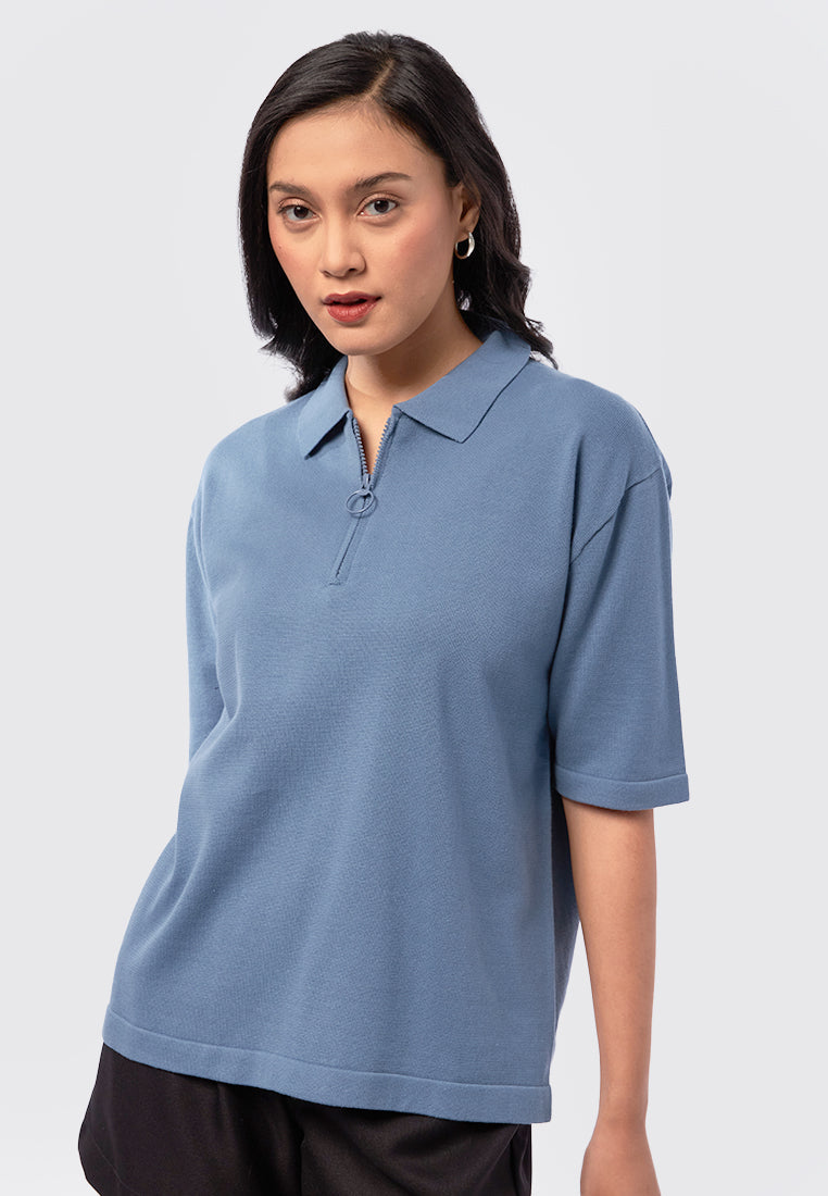 Knitted Zip Up Polo Shirt – EXECUTIVE