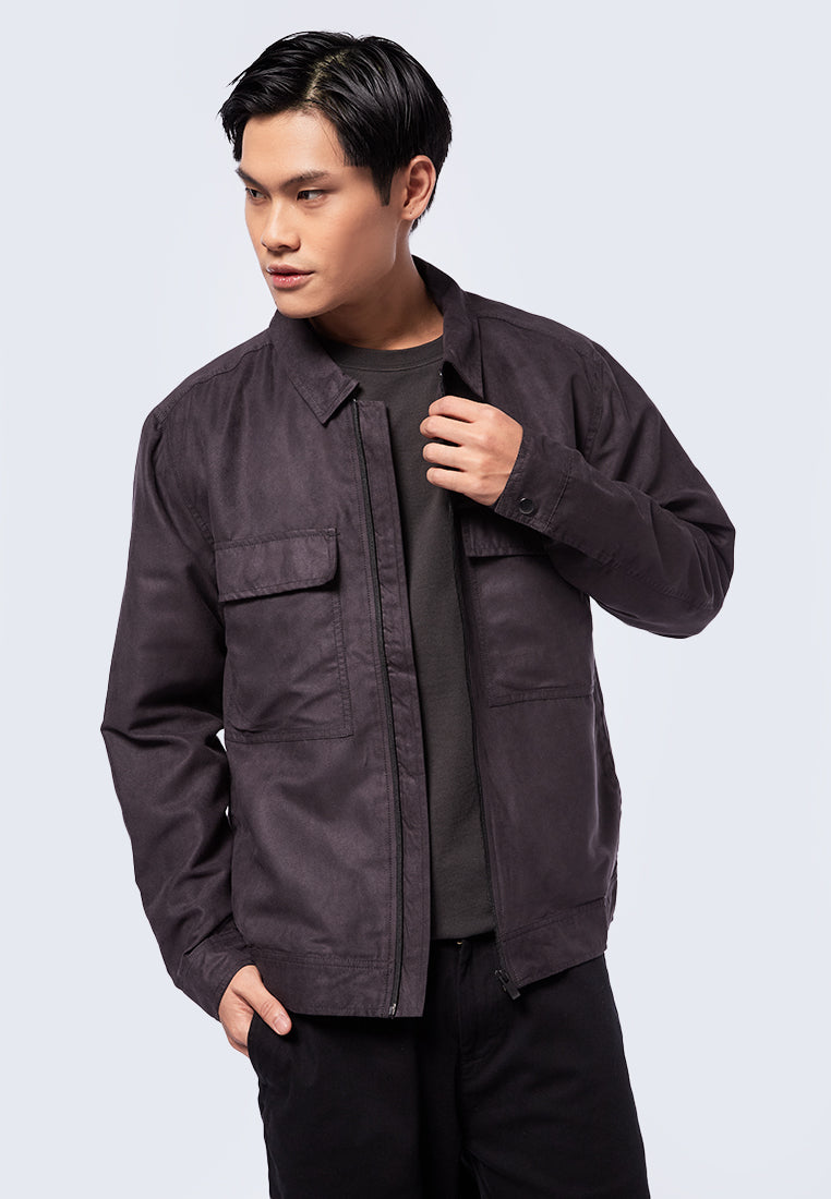 Full Zip Suede Utility Jacket – EXECUTIVE