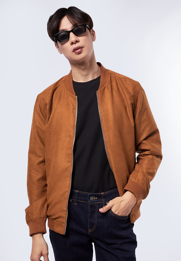 Slim Fit Suede Bomber Jacket – EXECUTIVE