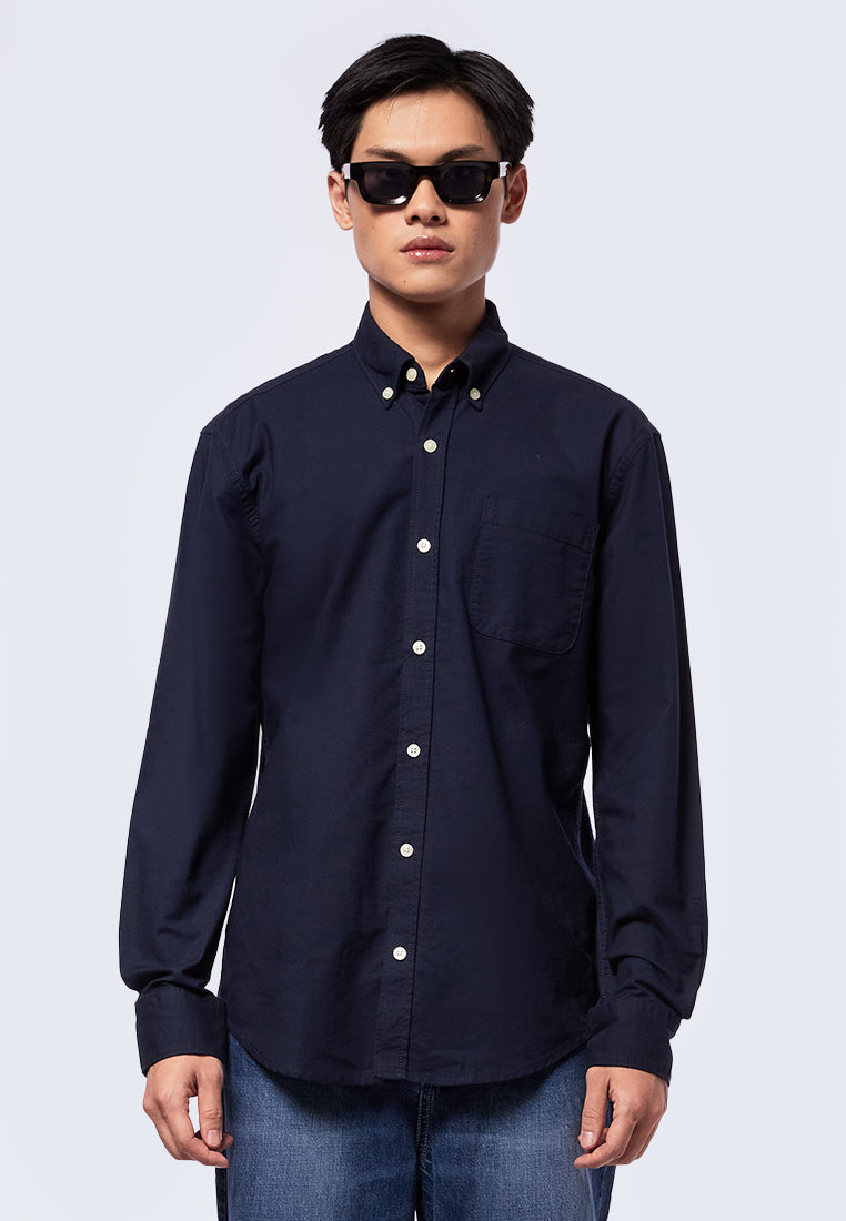 Slim Fit Long Sleeve Shirt Navy – EXECUTIVE