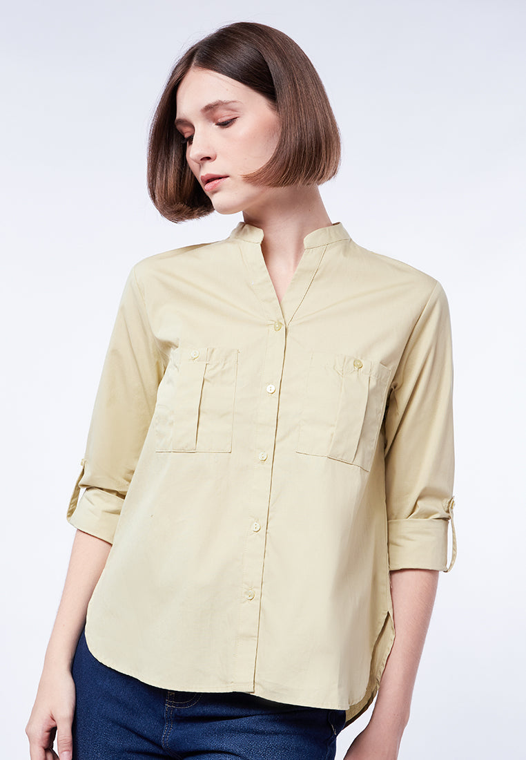 Double Pocket Long Sleeve Blouse – EXECUTIVE