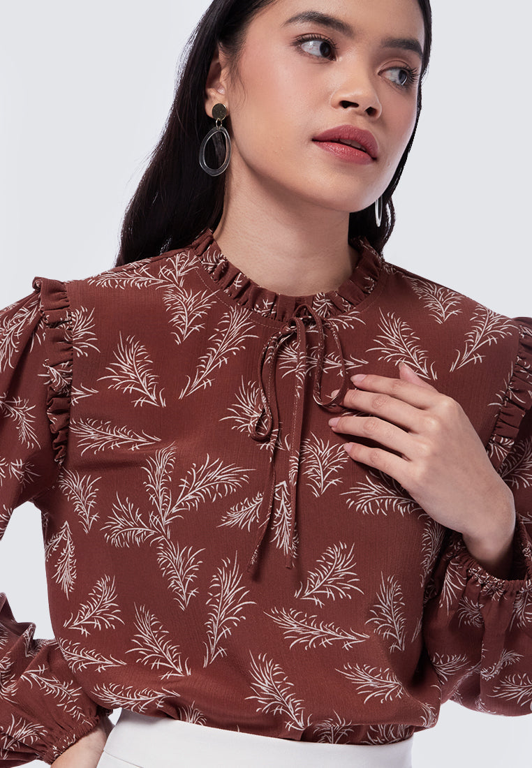 Ruffle Neck Long Sleeve Blouse – EXECUTIVE