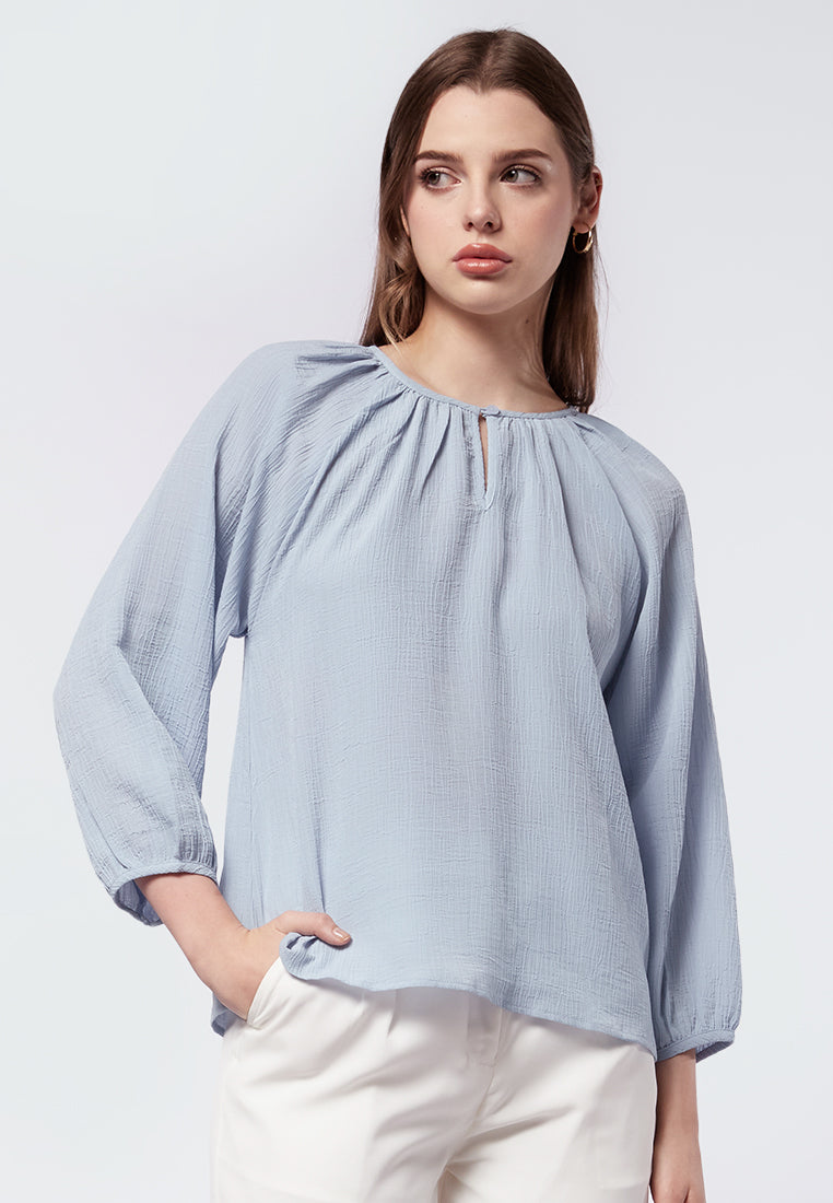 Round Neck Puff Sleeve Blouse – EXECUTIVE