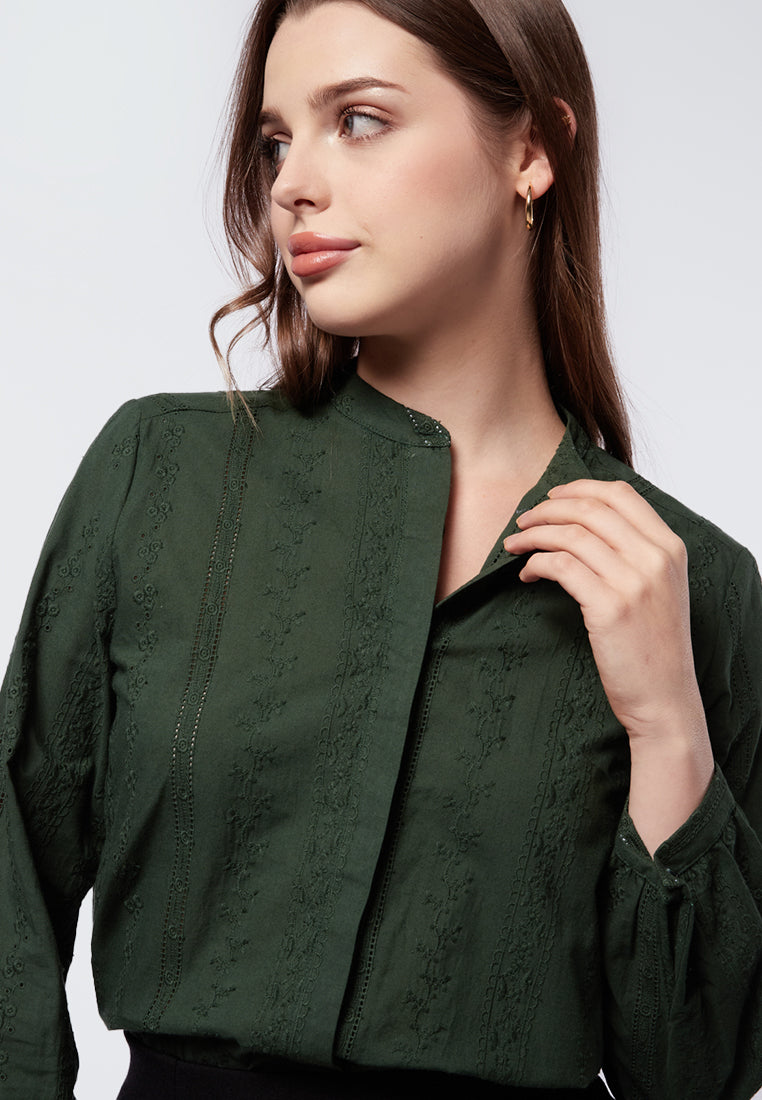 Mandarin Collar Long Sleeve Blouse – EXECUTIVE