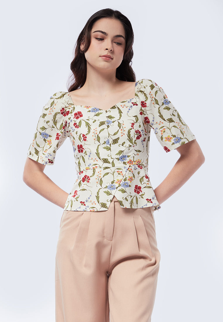 Printed Splice Hem Crop Blouse – EXECUTIVE