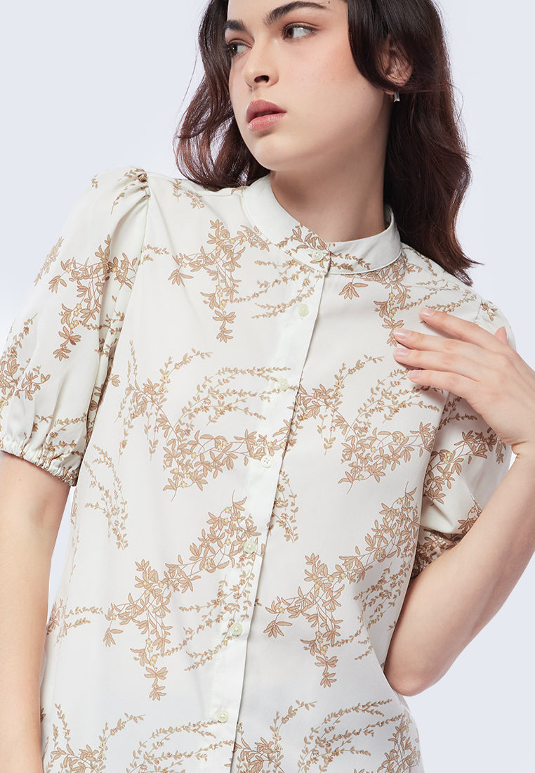 Printed Balloon Sleeve Blouse – EXECUTIVE