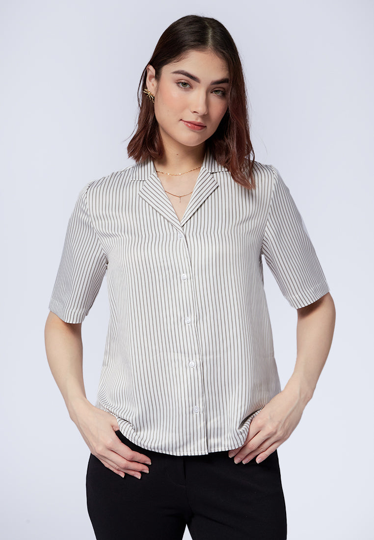 Notch Collar Short Sleeve Blouse – EXECUTIVE