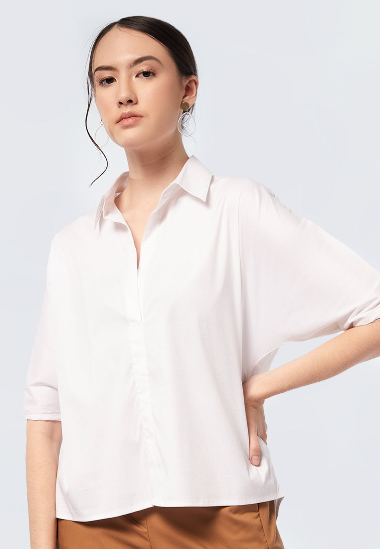 Open Collar Short Sleeve Blouse – EXECUTIVE