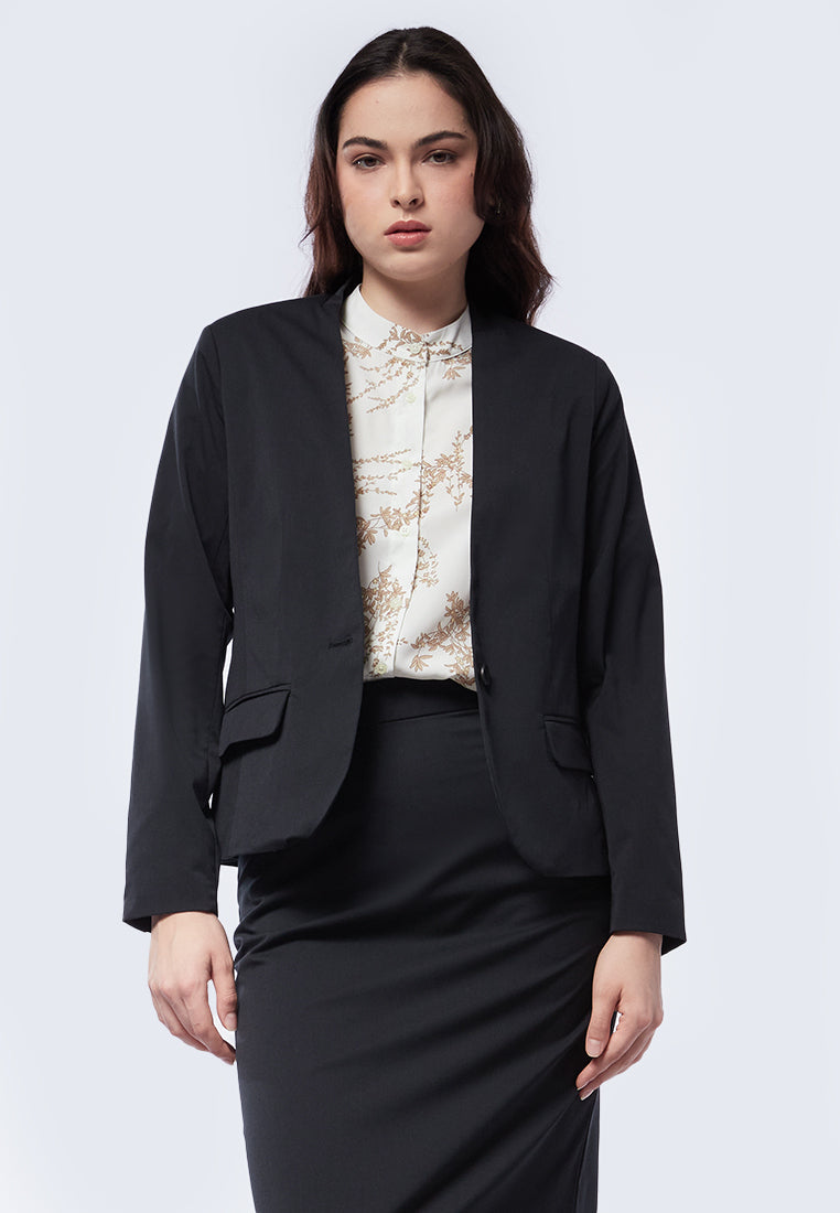 Non Lapel Basic Fitted Blazer – EXECUTIVE