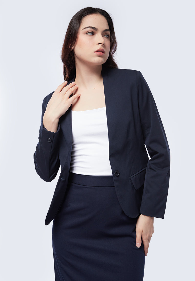 Non Lapel Basic Fitted Blazer – EXECUTIVE